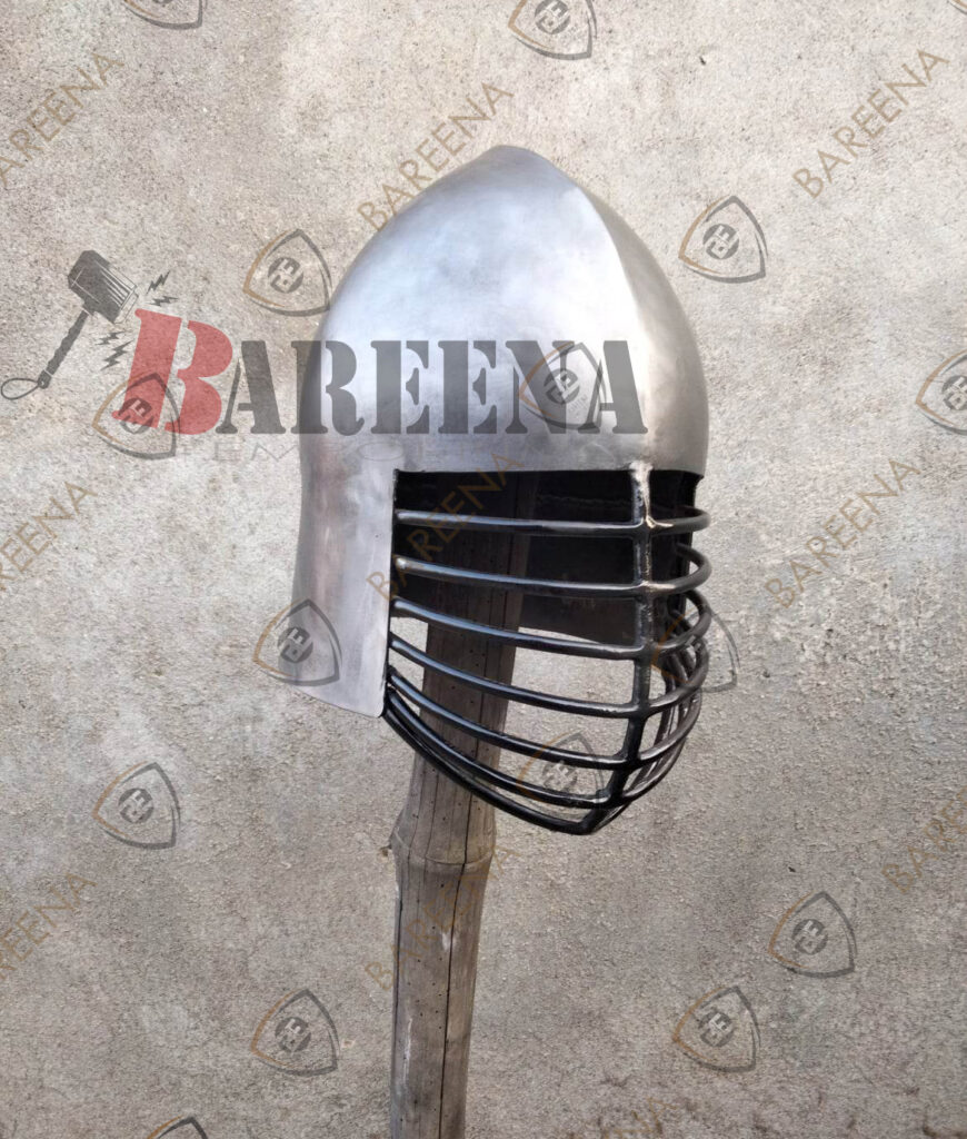 BE -Exquisite 14-Gauge Steel Bascinet Helmet with Bar Grill – Medieval Knight Armor – Bareena ...