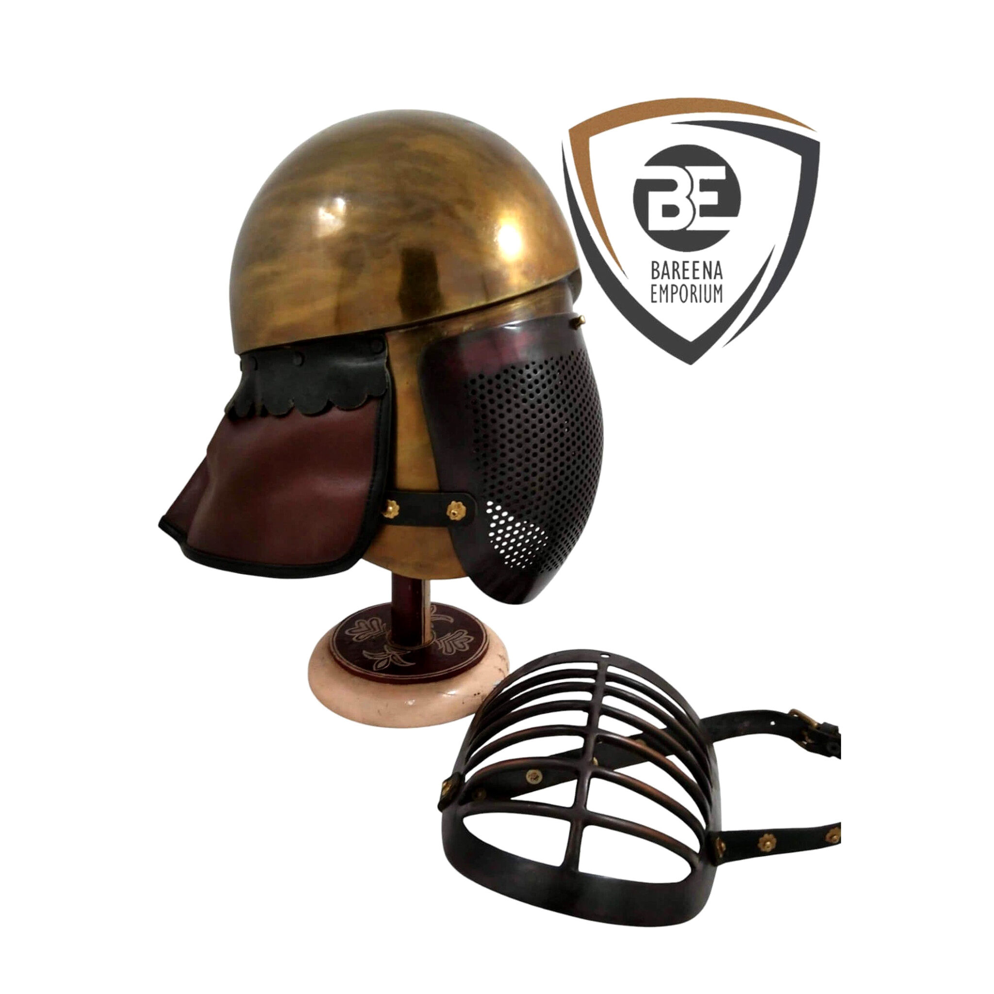 Corinthian Helmet Brass Plated Steel with Face Plates | Greek Armor ...